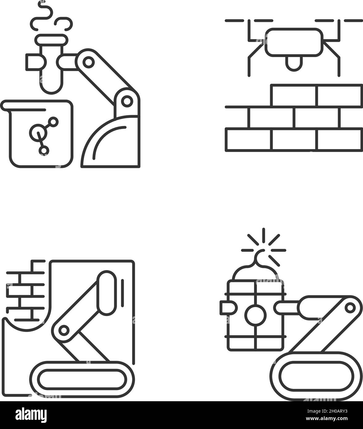 Automation in different industries linear icons set Stock Vector Image ...