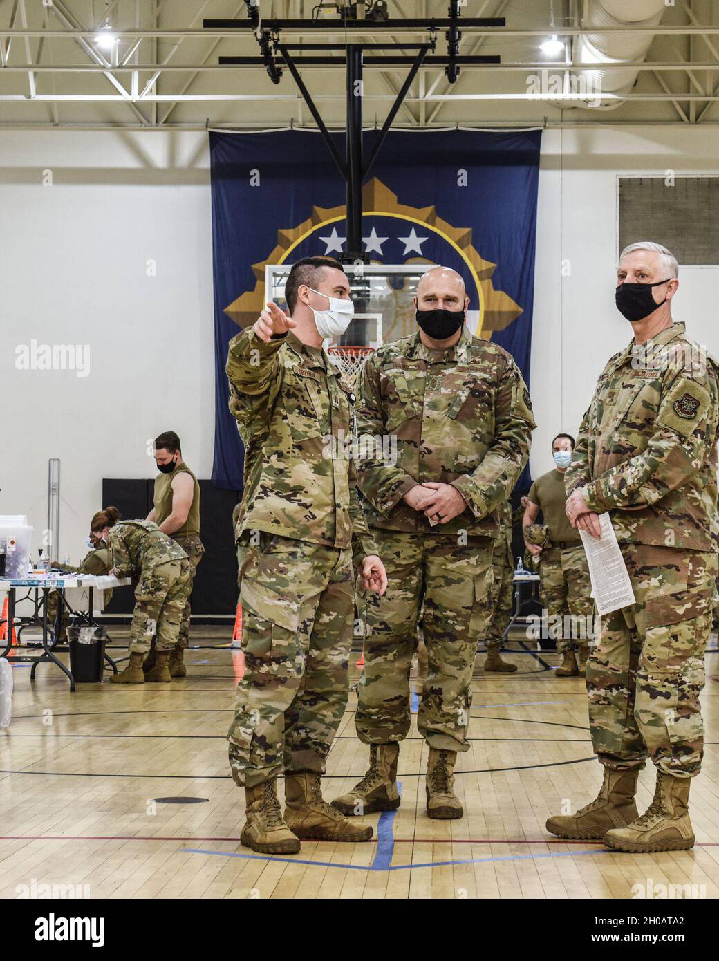 U.S. Air Force Capt. Alexander Godwin, 87th Medical Group, briefs the U ...