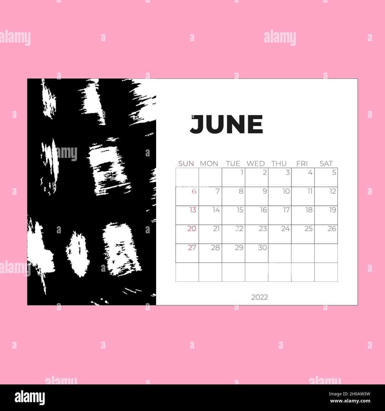 June 2022 page, Calendar 2022 template, Desk calendar, planner design ...