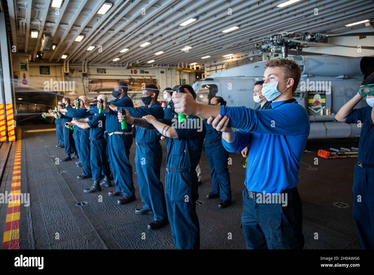 INDIAN OCEAN (Jan. 13, 2020) – U.S. Sailors use an inert form of ...