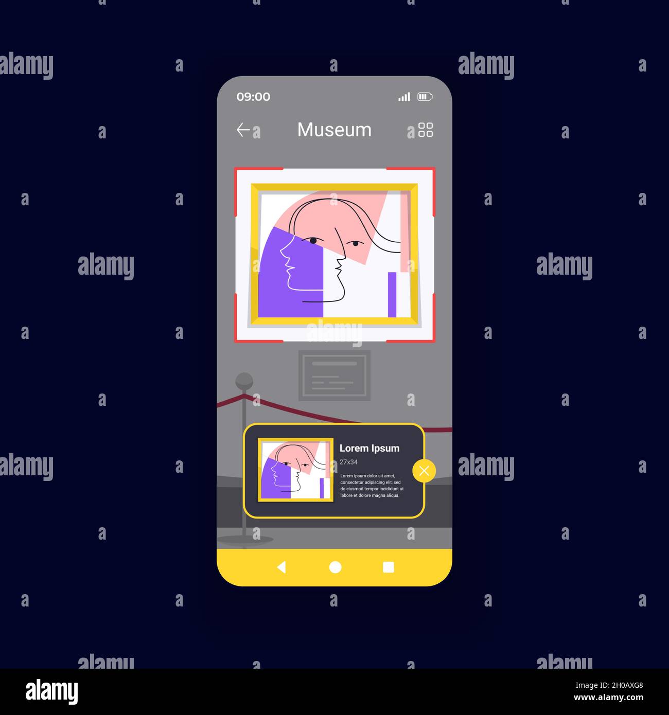 Museum dark smartphone interface vector template Stock Vector Image & Art - Alamy