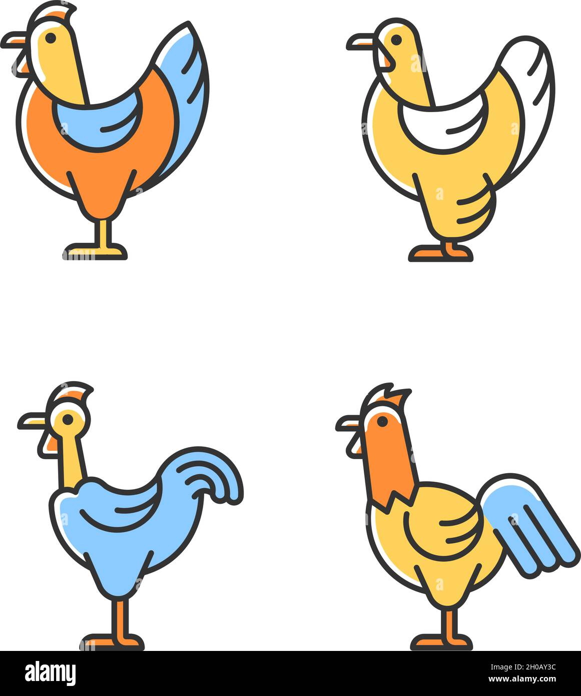 Chicken breeds RGB color icons set Stock Vector Image & Art - Alamy