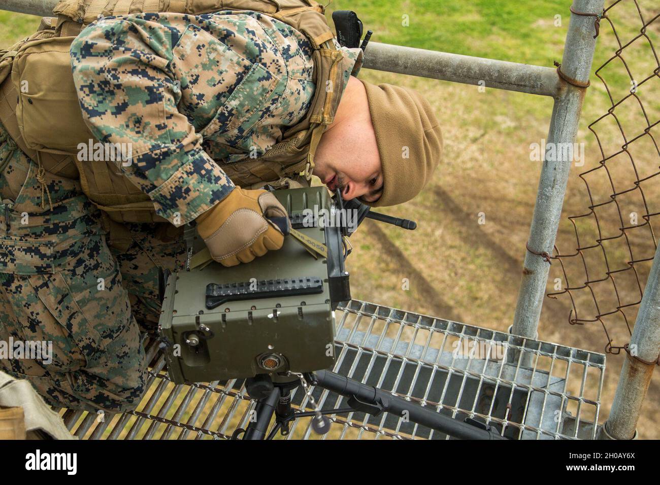 U.S. Marine Corps Sgt. Daniel Marshall, a joint fires observer with 2nd ...