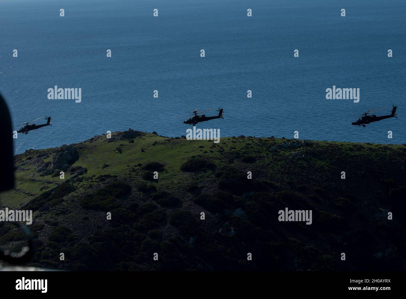 Three U.S. Army AH-64E Apache attack helicopters assigned to 1st, 101st ...