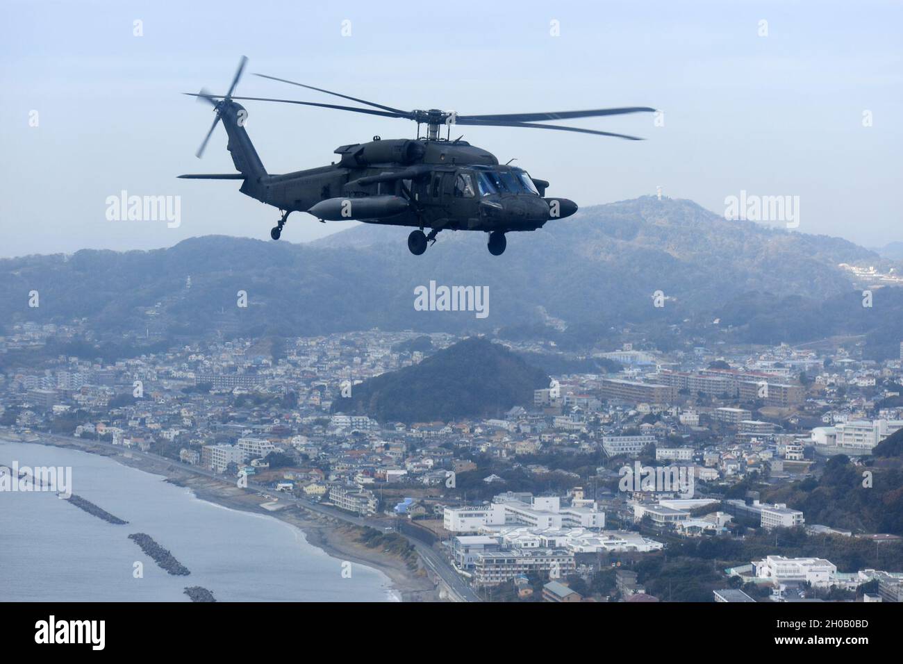 A Black Hawk helicopter with the U.S. Army Aviation Battalion Japan ...