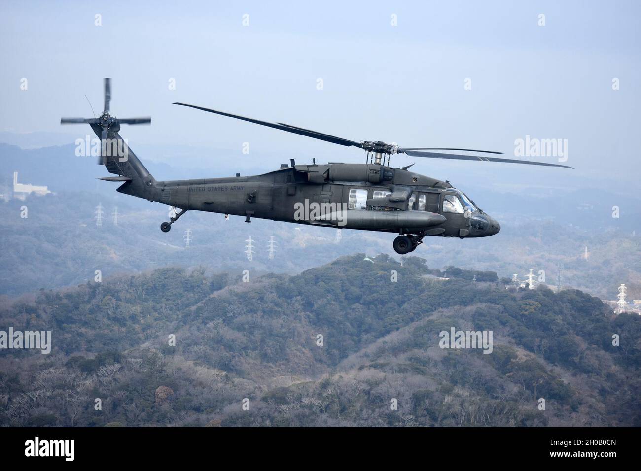 A Black Hawk helicopter with the U.S. Army Aviation Battalion Japan ...