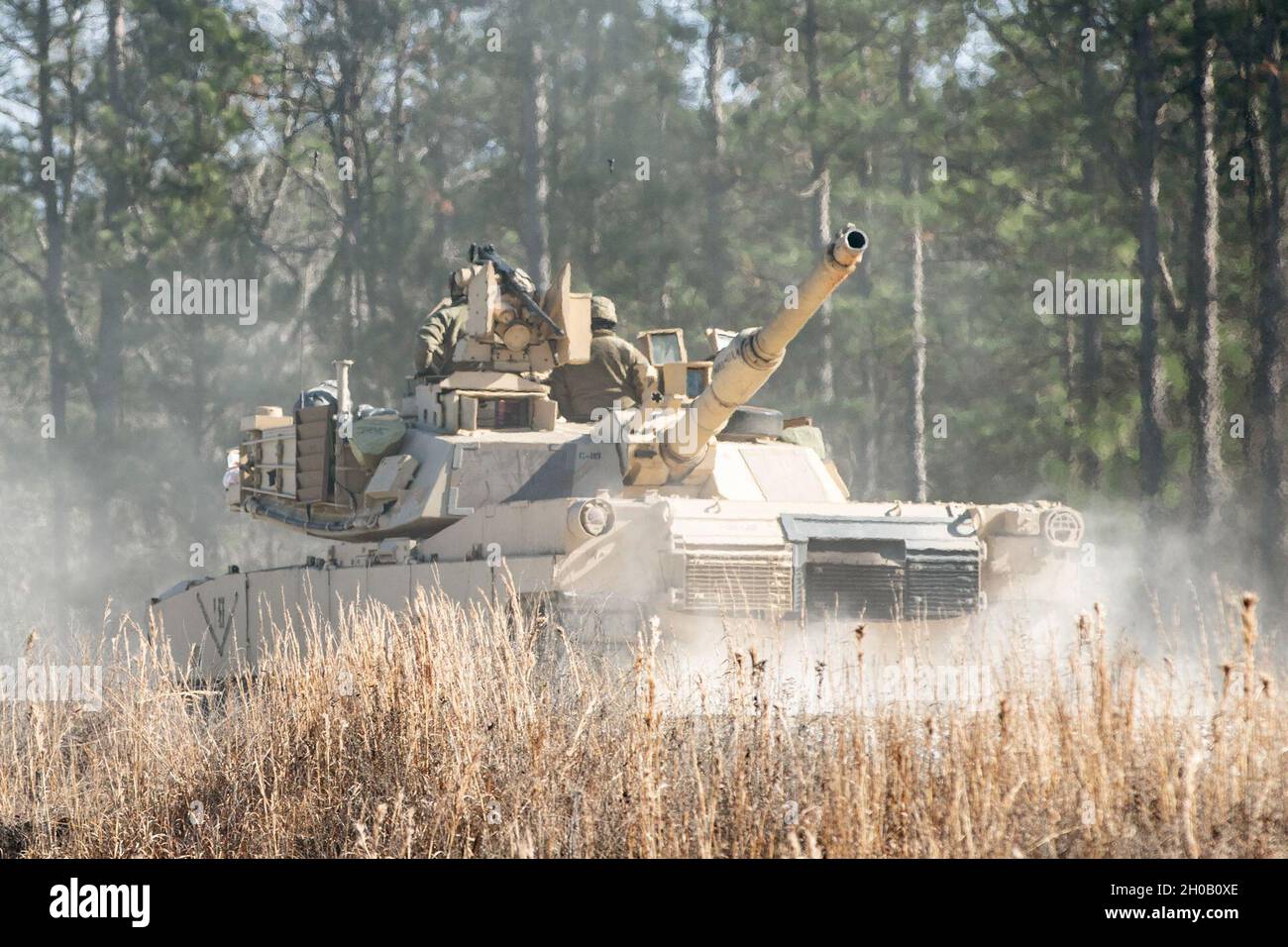 A tank crew inside of an M1 Abrams, assigned to the 1st Battalion ...