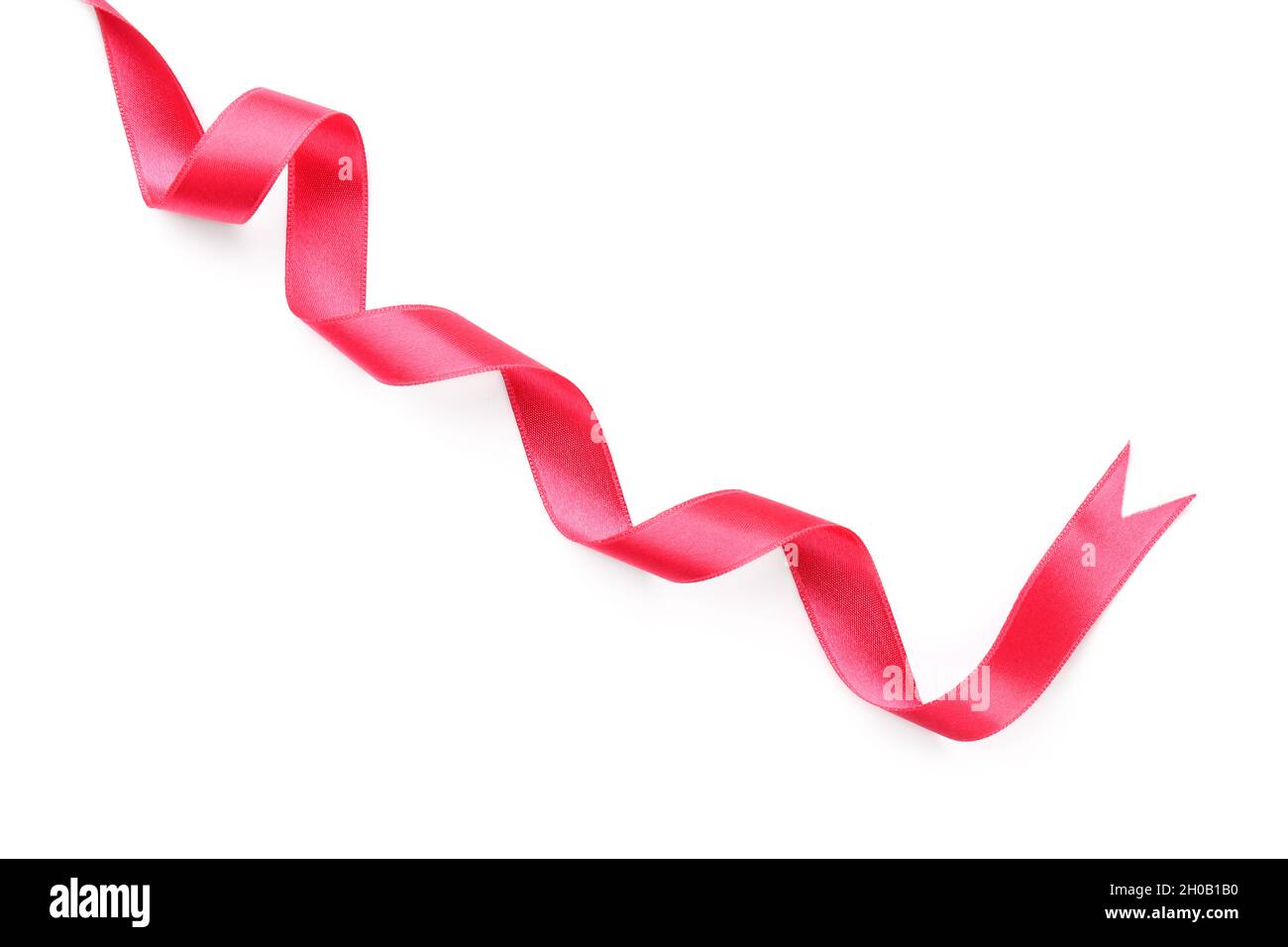 Simple pink ribbon on white background, top view Stock Photo - Alamy