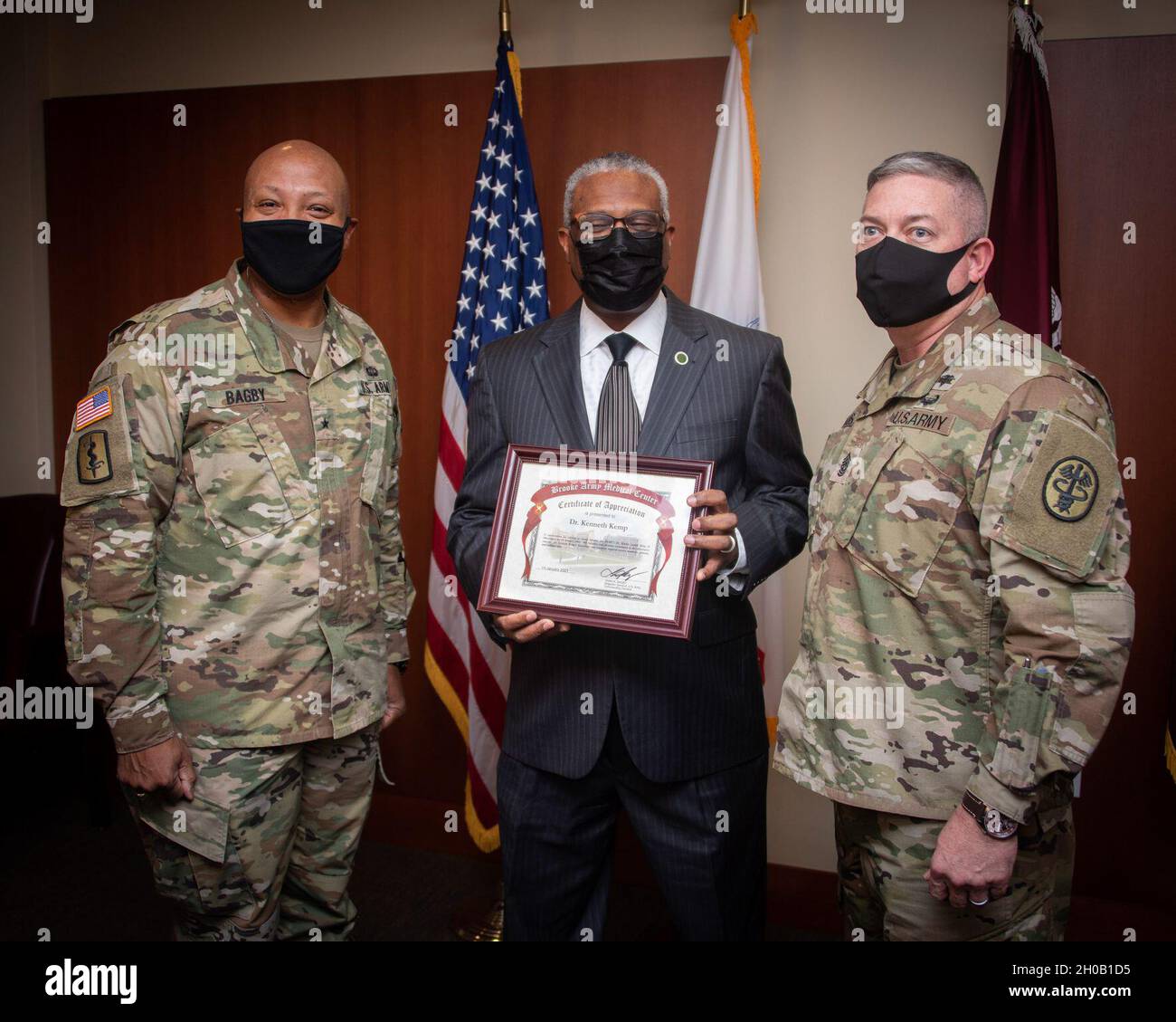 Brig. Gen. Shan Bagby, commander, Brooke Army Medical Center, left, and ...