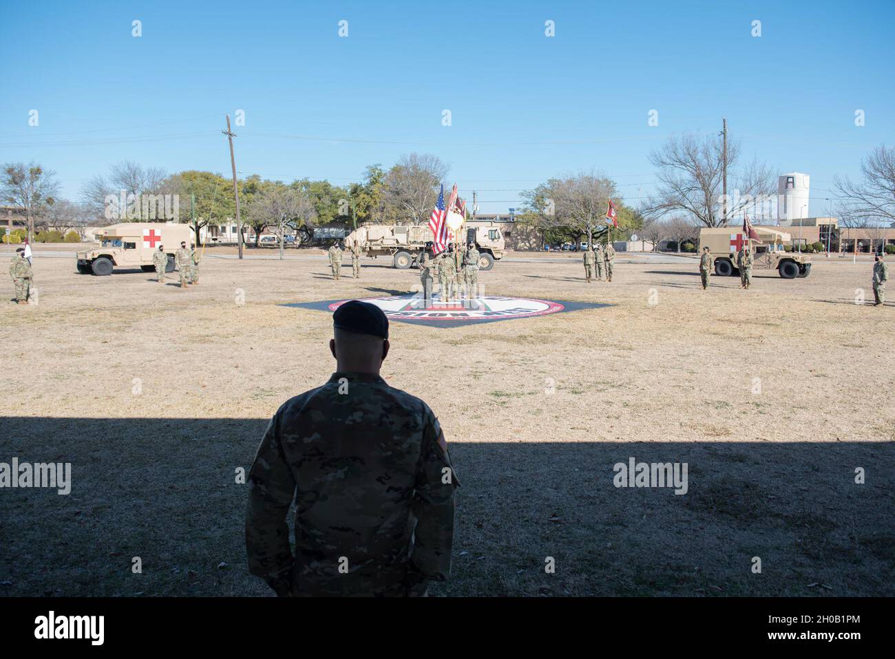 Col. Roger Giraud, Commander, 1st Med. Bde., looks to his new unit ...