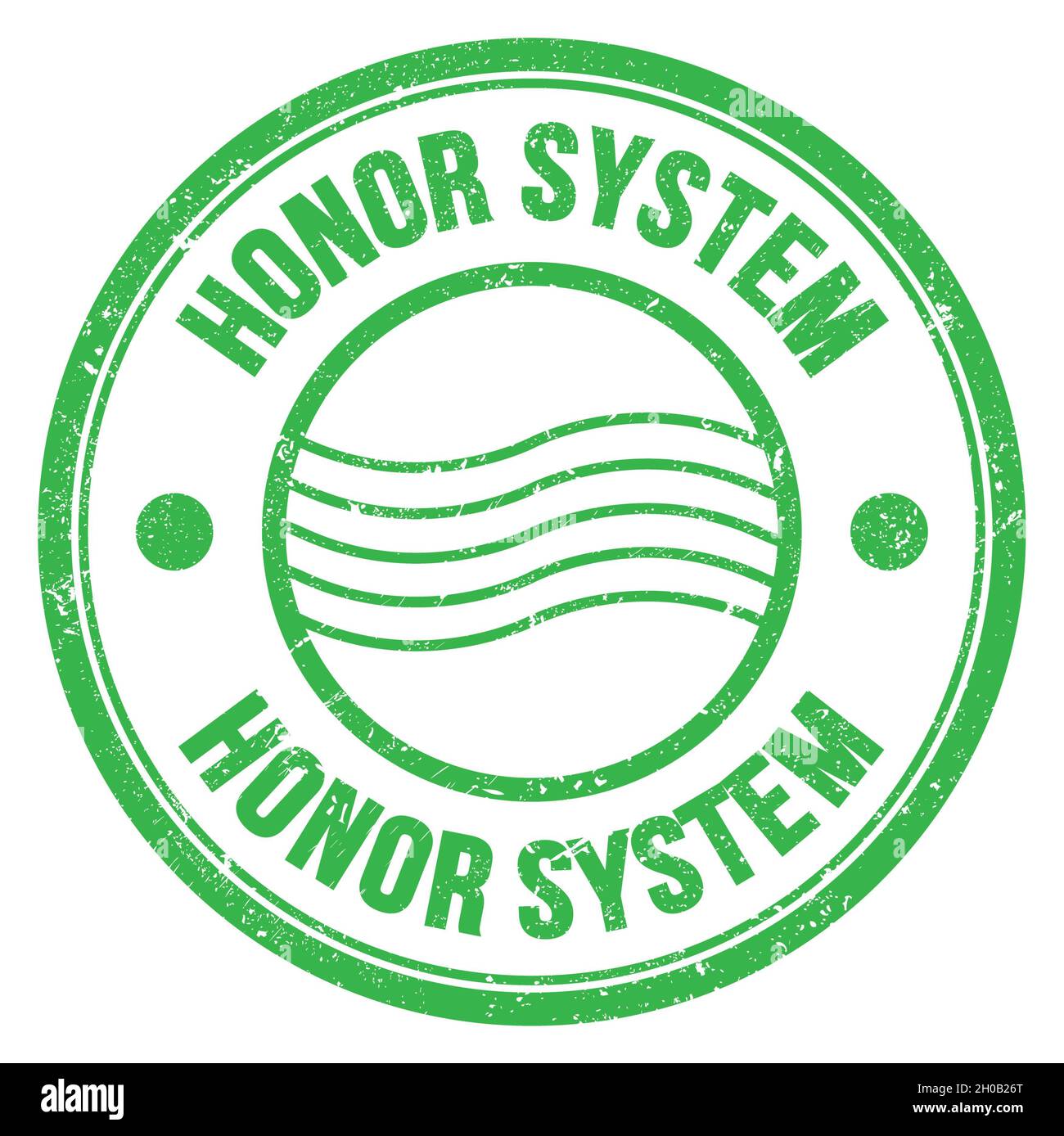HONOR SYSTEM word written on green round postal stamp sign Stock Photo ...