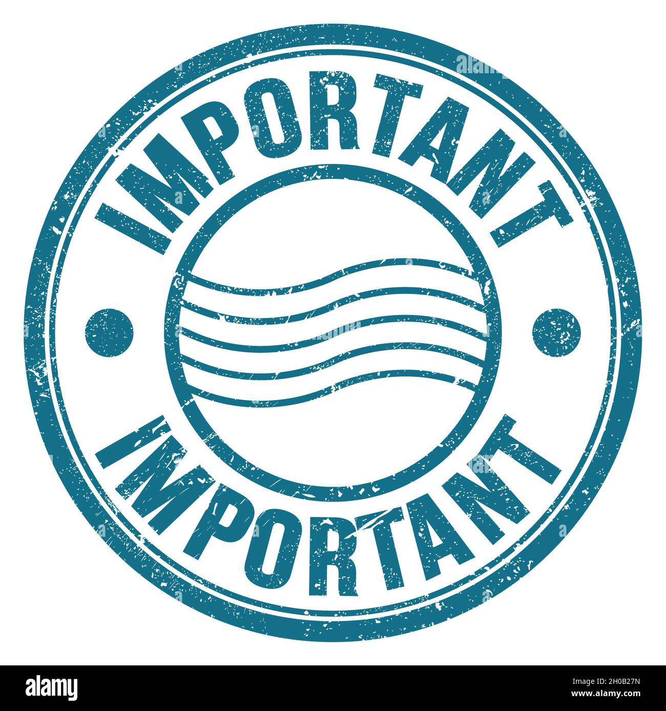 IMPORTANT word written on blue round postal stamp sign Stock Photo - Alamy