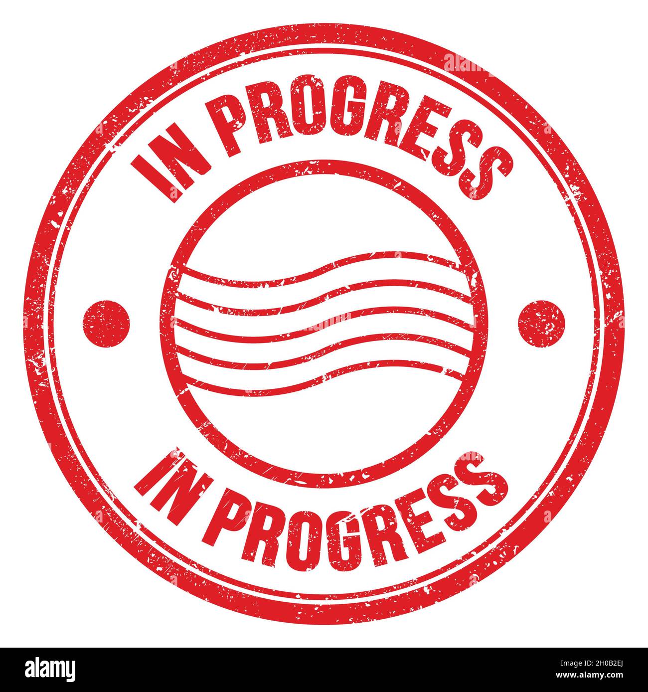 IN PROGRESS word written on red round postal stamp sign Stock Photo - Alamy
