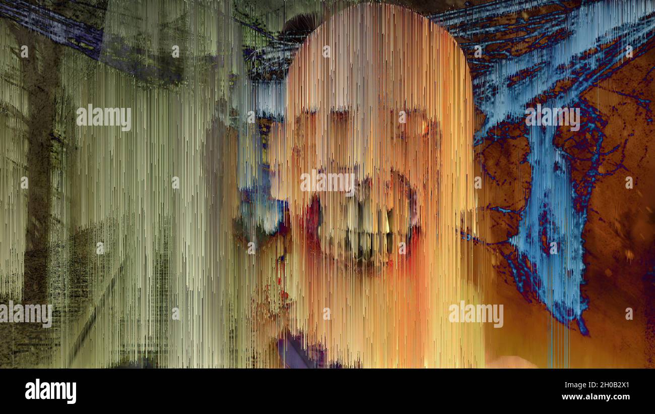 3d illustration - Abstract Screen Digital Pixel Sorting Stock Photo - Alamy