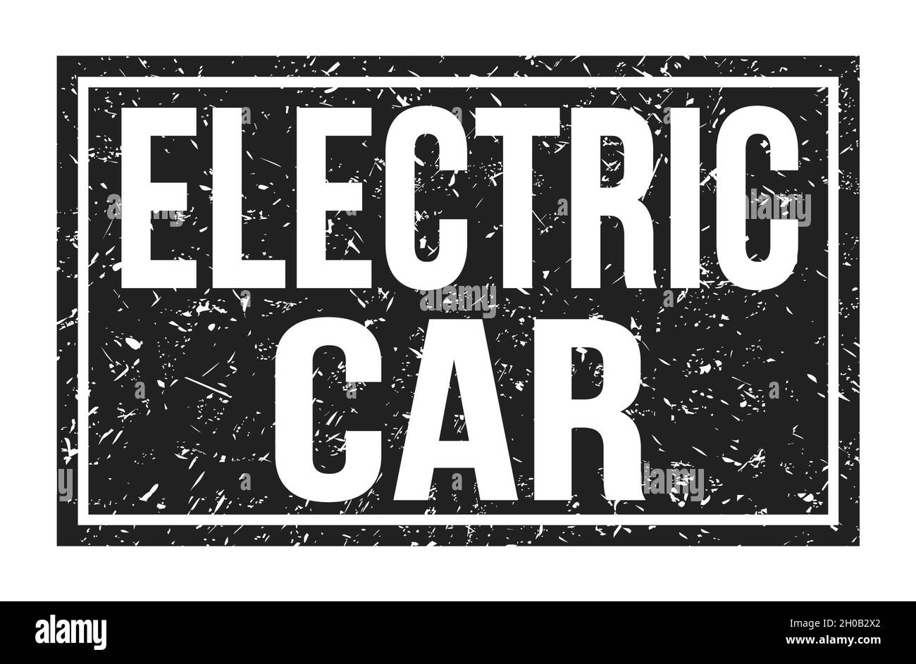 ELECTRIC CAR, words written on black rectangle stamp sign Stock Photo ...