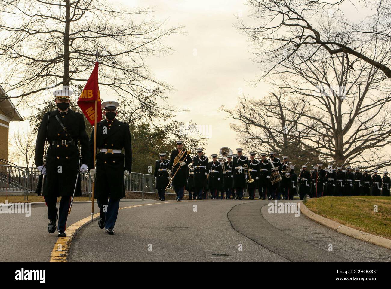 Marines with Marine Barracks Washington march in a funeral procession ...