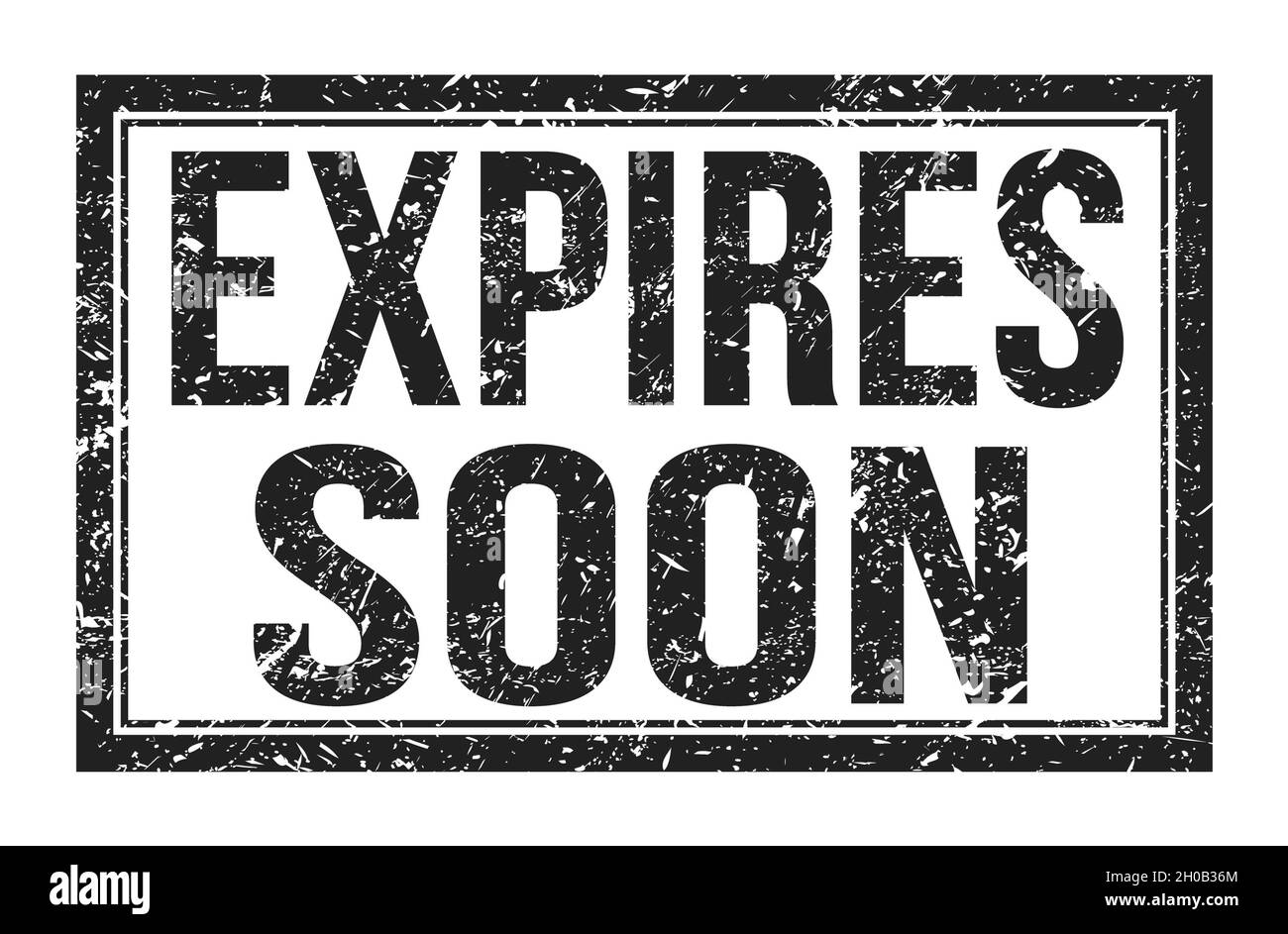 EXPIRES SOON, words written on black rectangle stamp sign Stock Photo ...
