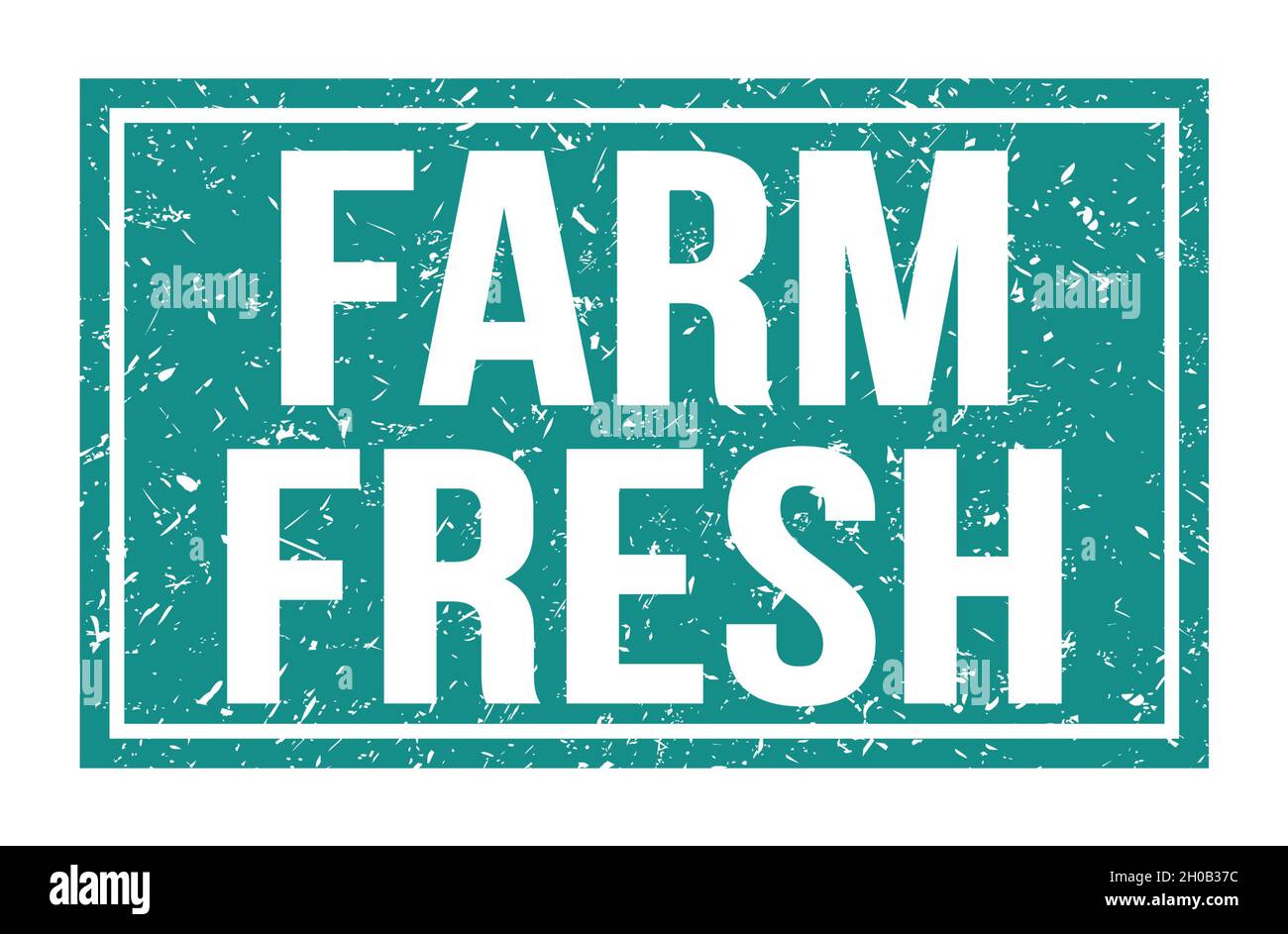 FARM FRESH, words written on blue rectangle stamp sign Stock Photo - Alamy