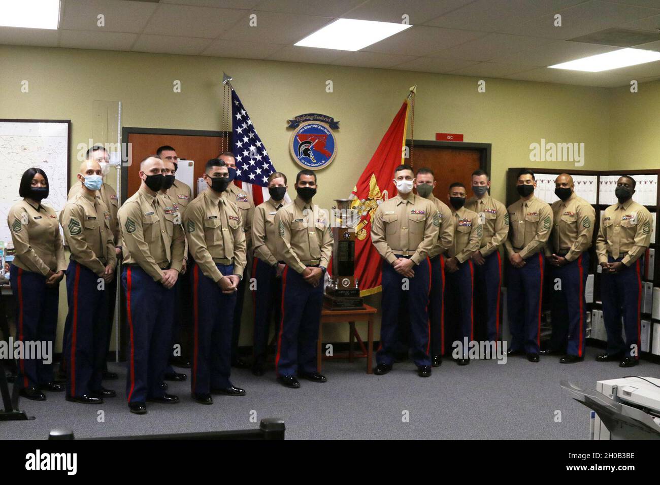 U.S. Marines with Recruiting Station Frederick accept the 4th Marine Corps District commanding ...