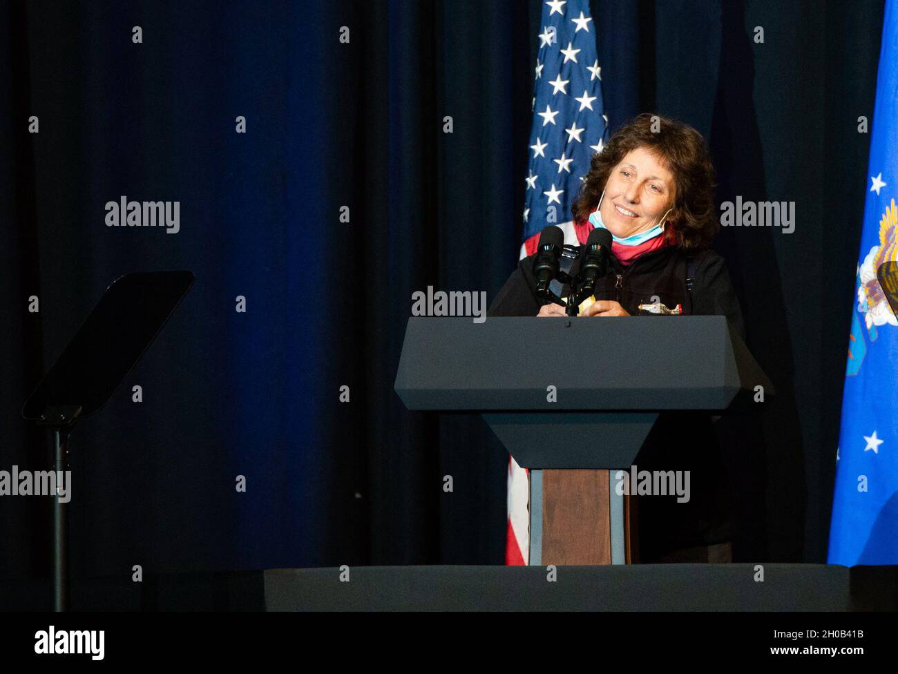 Victoria Yeager, wife of Retired Brig. Gen. Chuck Yeager, delivers ...