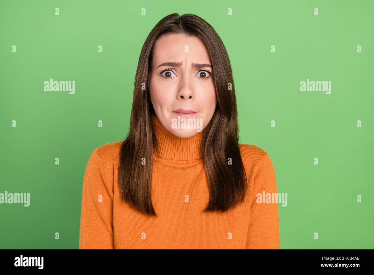 Photo portrait woman wearing casual outfit stressed upset unhappy ...