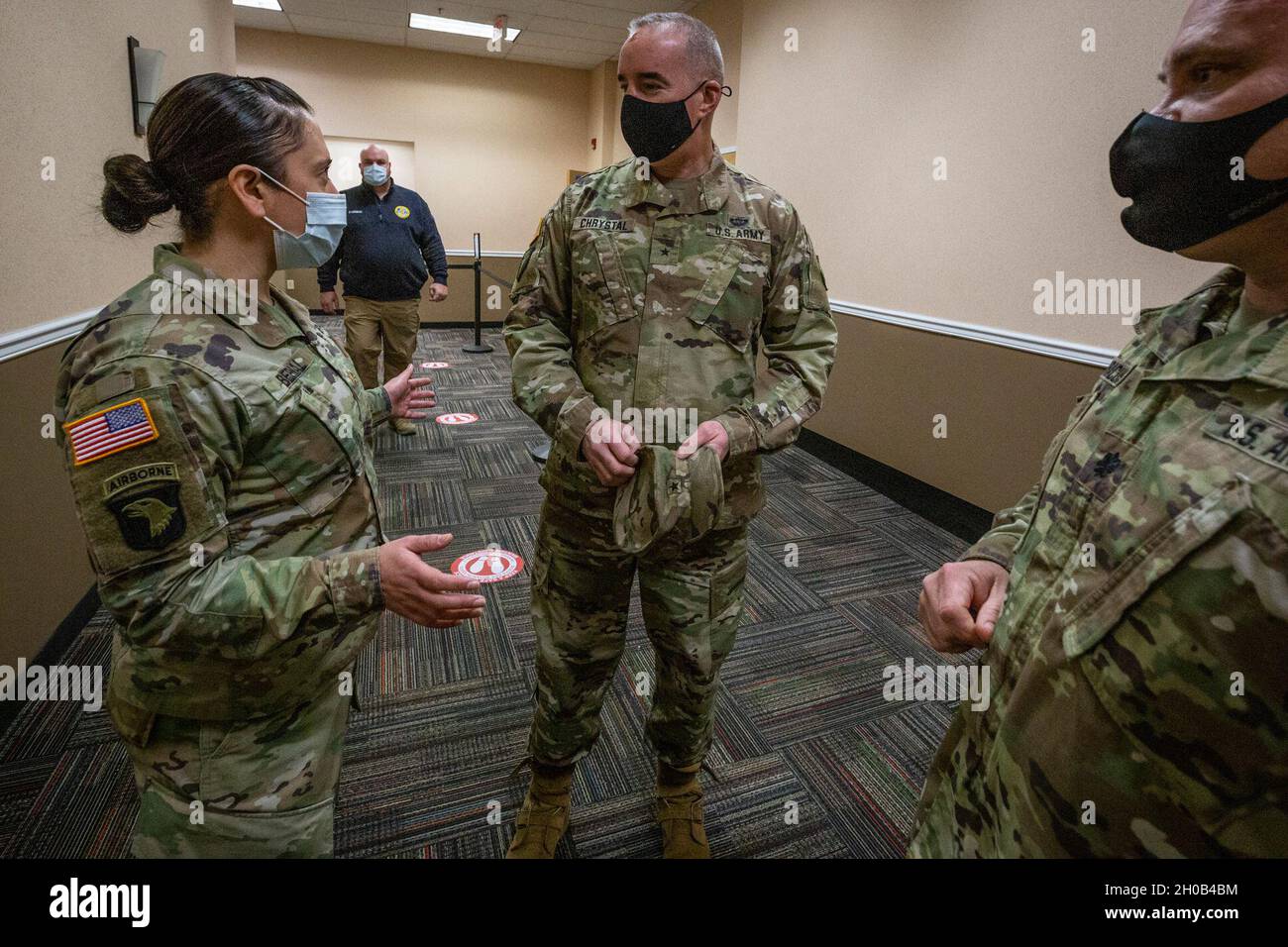 U.S. Army Maj. Sarah B. Bernal, left, 44th Infantry Brigade Combat Team ...