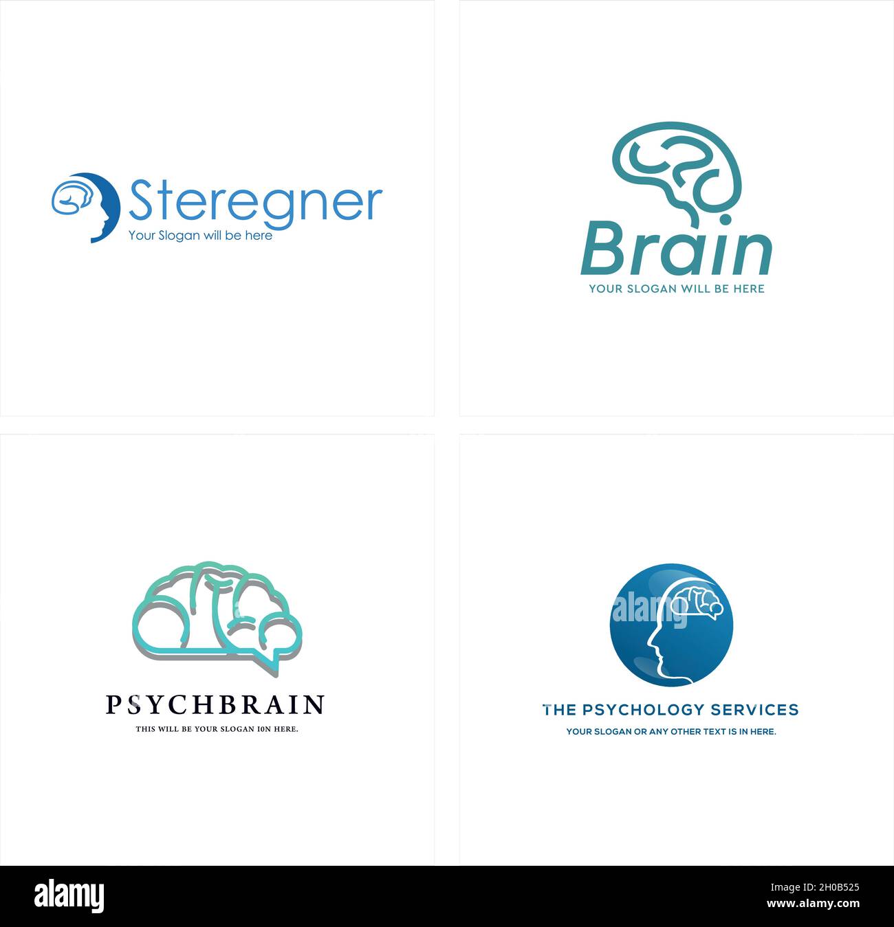 Set of psychology services brain head logo design Stock Vector Image ...
