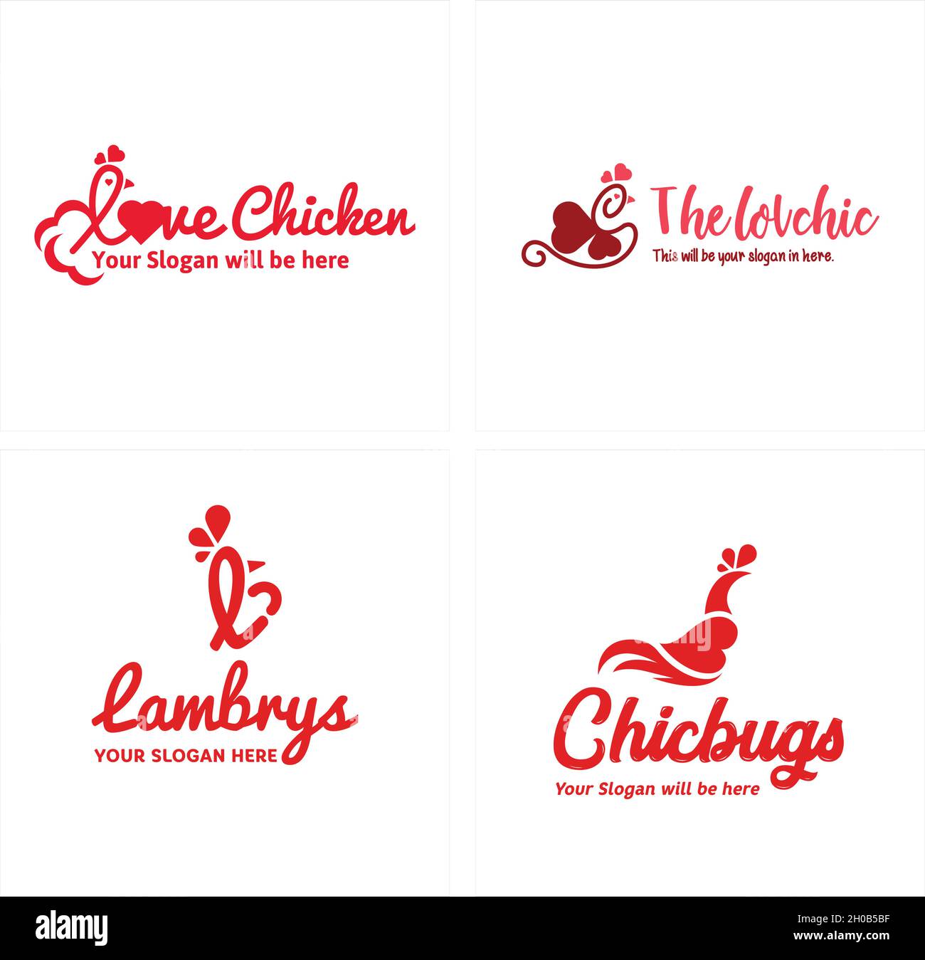 Set of chicken heart line vector template logo design Stock Vector ...