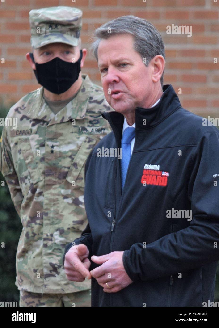 Georgia Governor Brian Kemp speaks to Georgia Army National Guard ...
