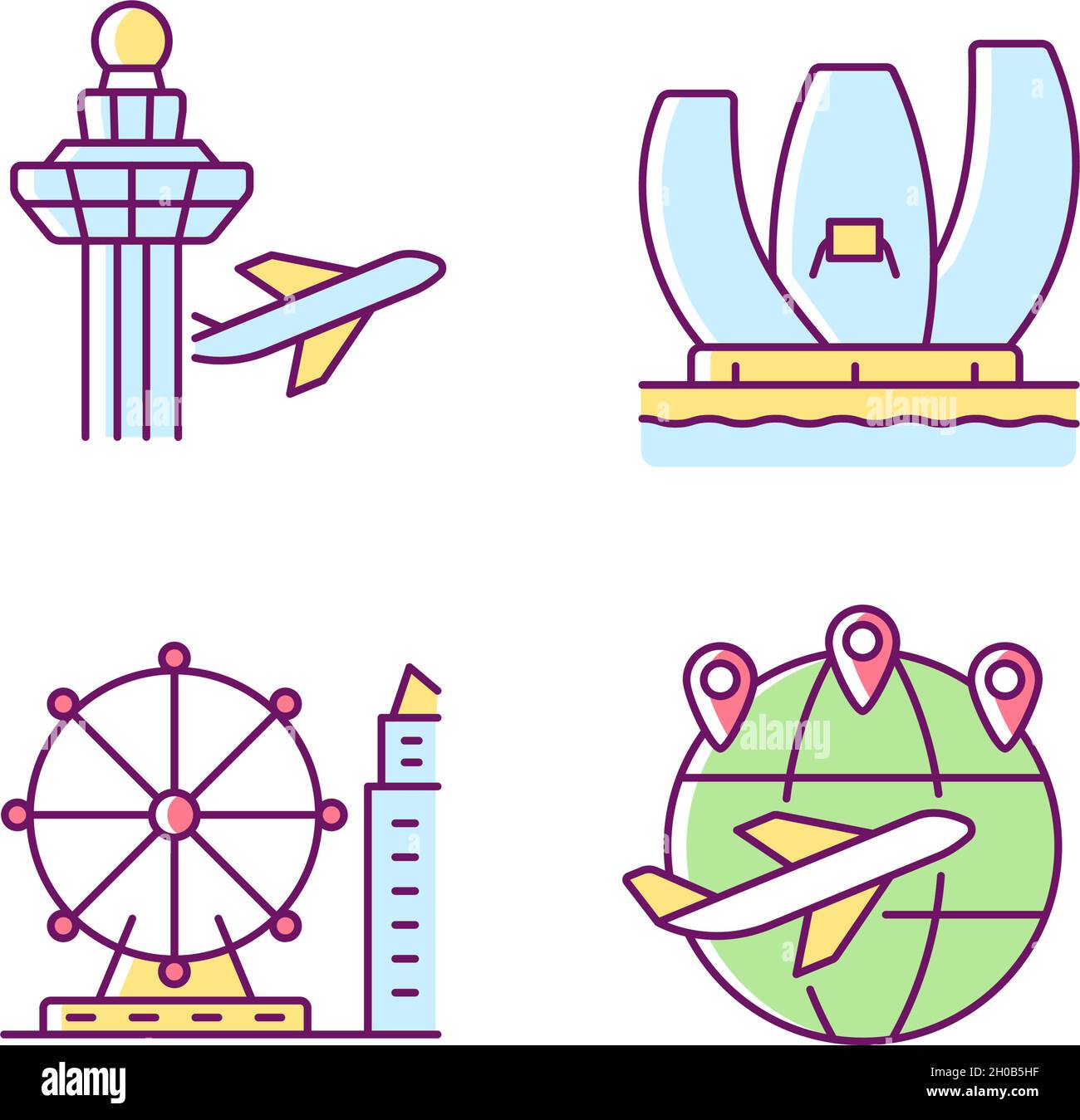 Tourist attractions in Singapore RGB color icons set Stock Vector Image ... Tourist attractions in Singapore RGB color icons set Stock Vector Image ...