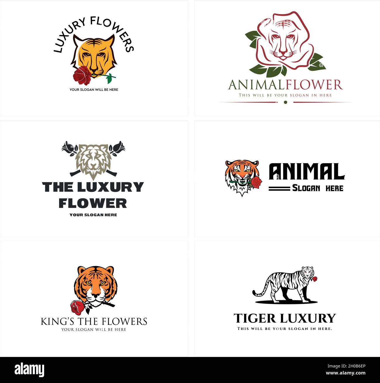Set of animal tiger flower vector illustration logo design Stock Vector ...