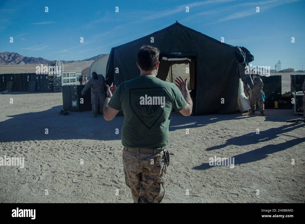 U.S. Marines and U.S. Navy Sailors assemble a forward resuscitative ...