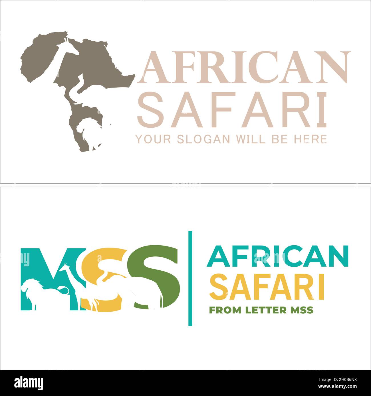 Set of animal zoo African safari logo design Stock Vector Image & Art ...