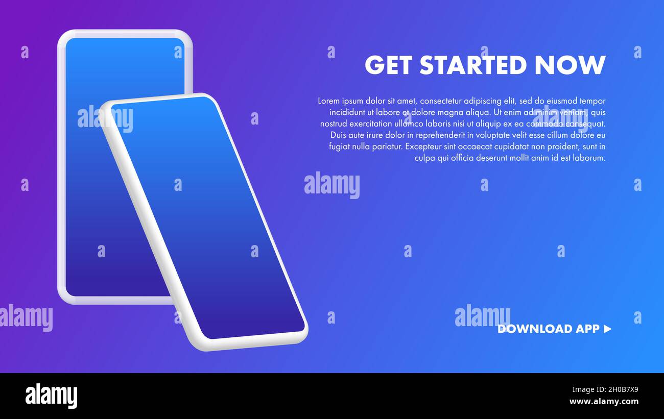 Devices Advertisement Banner Mockup. Smartphones on Blue Background ...