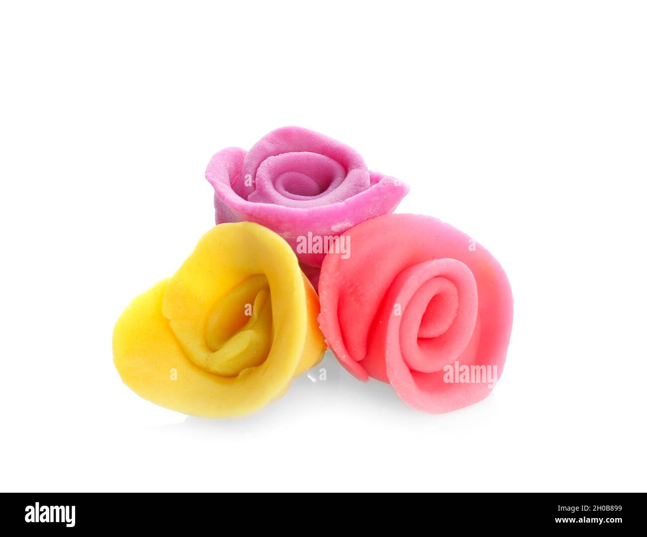 Colorful roses made from play dough on white background Stock Photo - Alamy