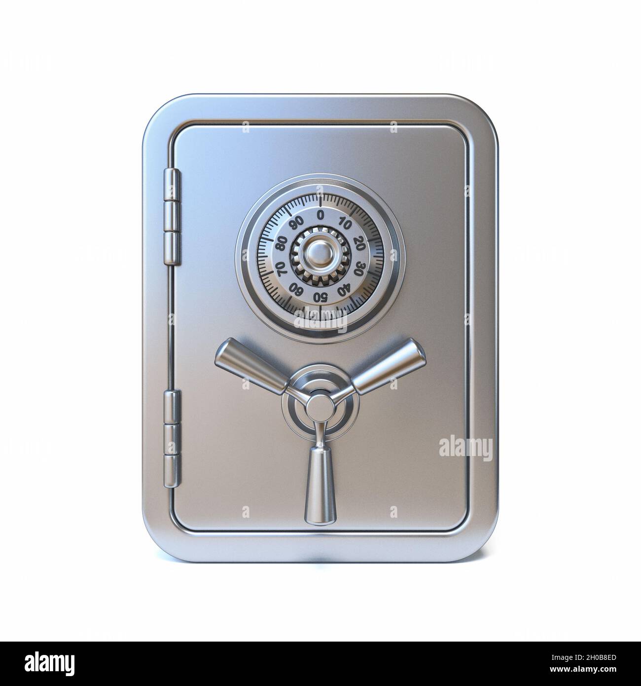 Locked steel safe Front view 3D rendering illustration isolated on ...