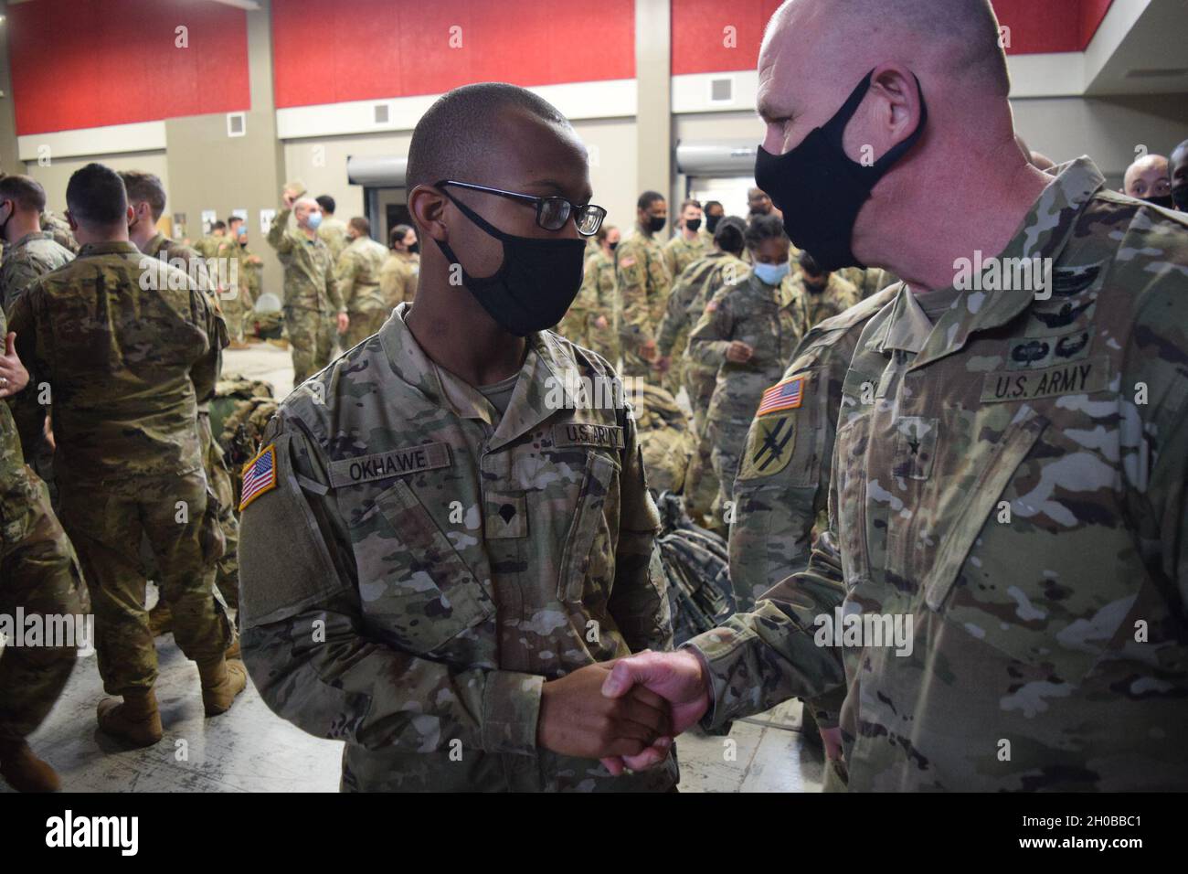 Specialist David Okawe was welcomed to the Georgia Army National Guard ...