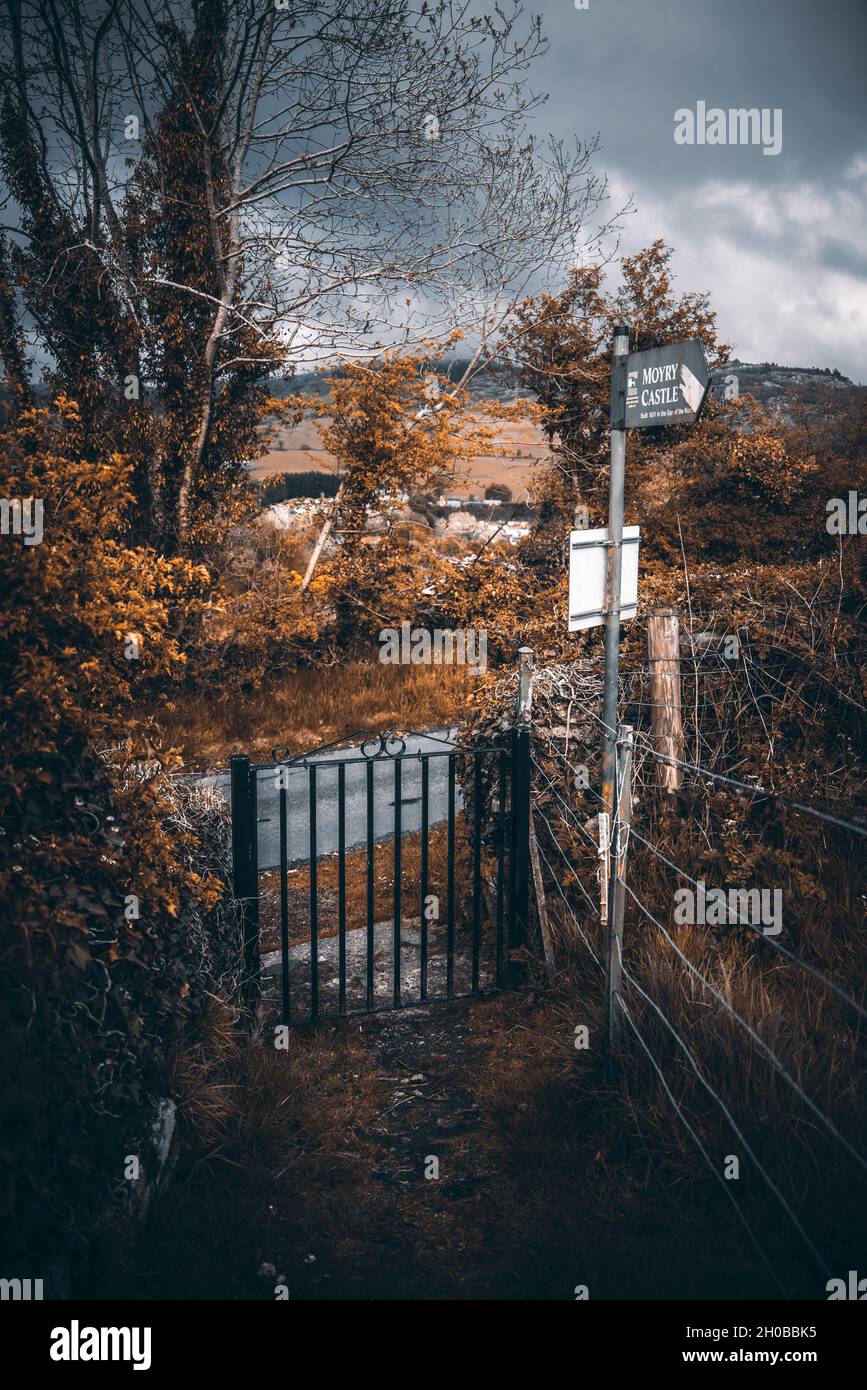 Top view of a metal fence in a farm Stock Photo - Alamy