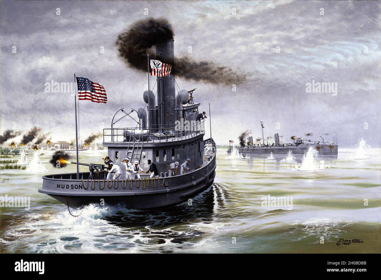 Painting of the Revenue Cutter Hudson steaming to the rescue of the ...