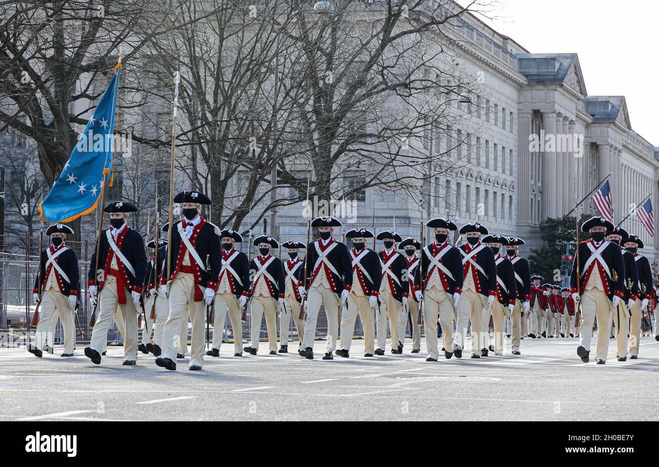 The U.S. Army Old Guard Commander in Chief's Guard march during a 59th ...