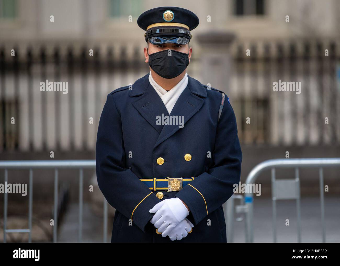 A member of the U.S. military cordon stands during a 59th Presidential ...