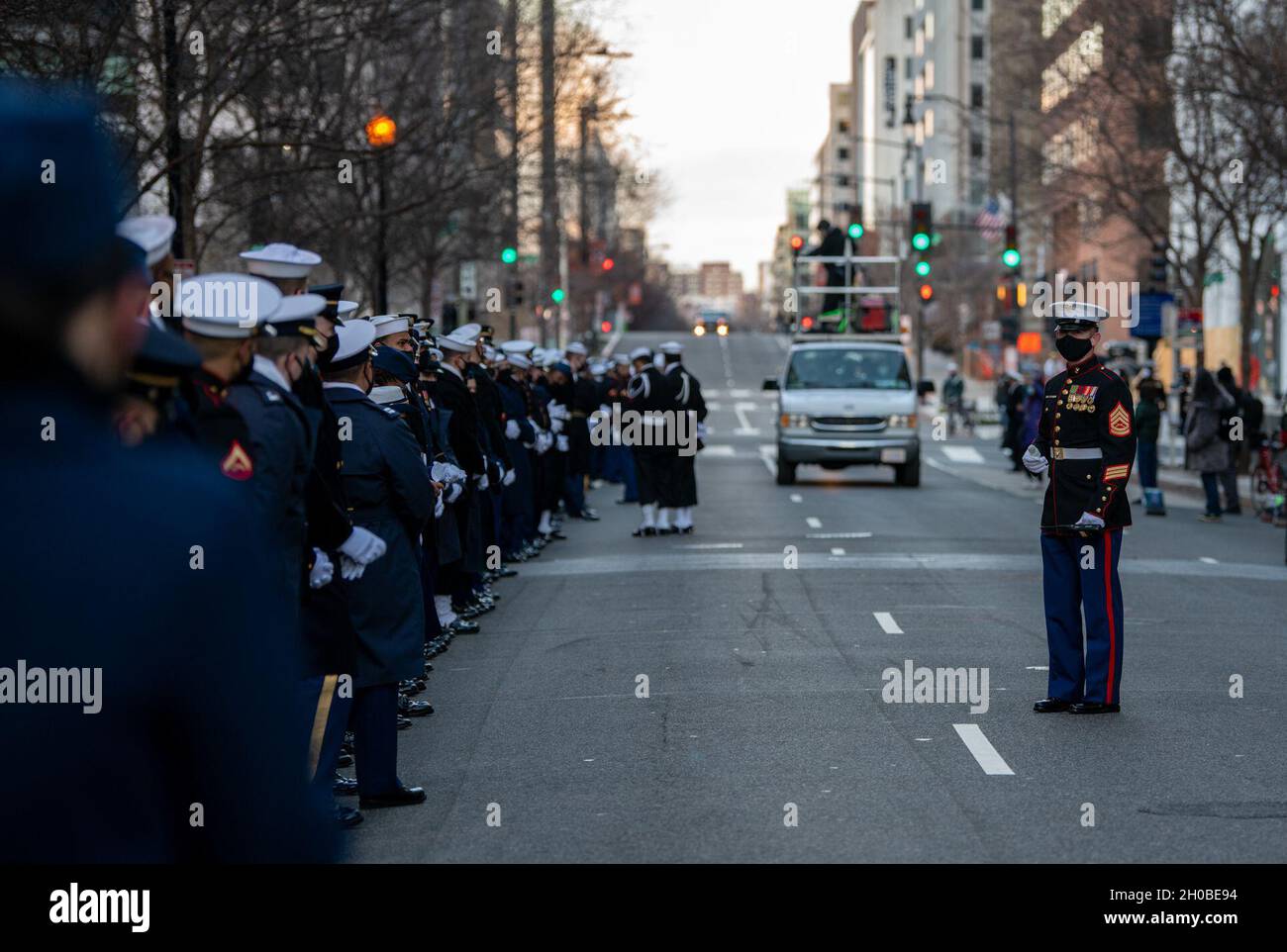 Members of the U.S. military cordon debrief after a 59th Presidential ...