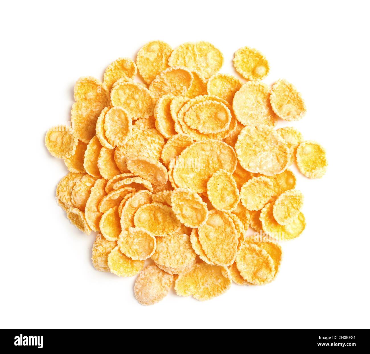 Crispy cornflakes on white background, top view. Healthy breakfast ...