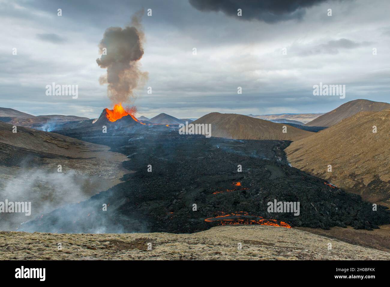 Eruption in Geldingadalur, Fagradalsfjall, Reykjanes Peninsula, Iceland ...