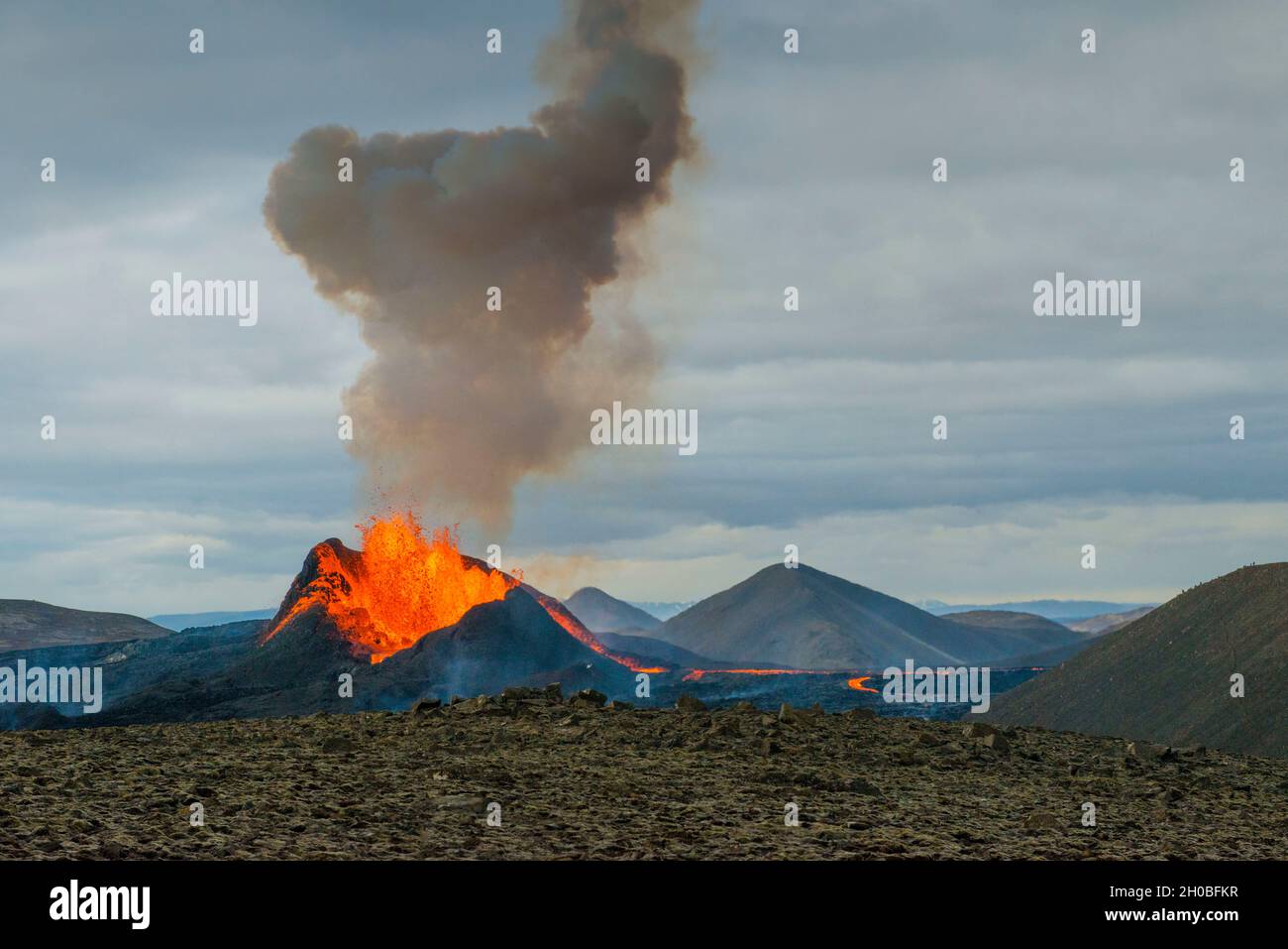 Eruption in Geldingadalur, Fagradalsfjall, Reykjanes Peninsula, Iceland ...