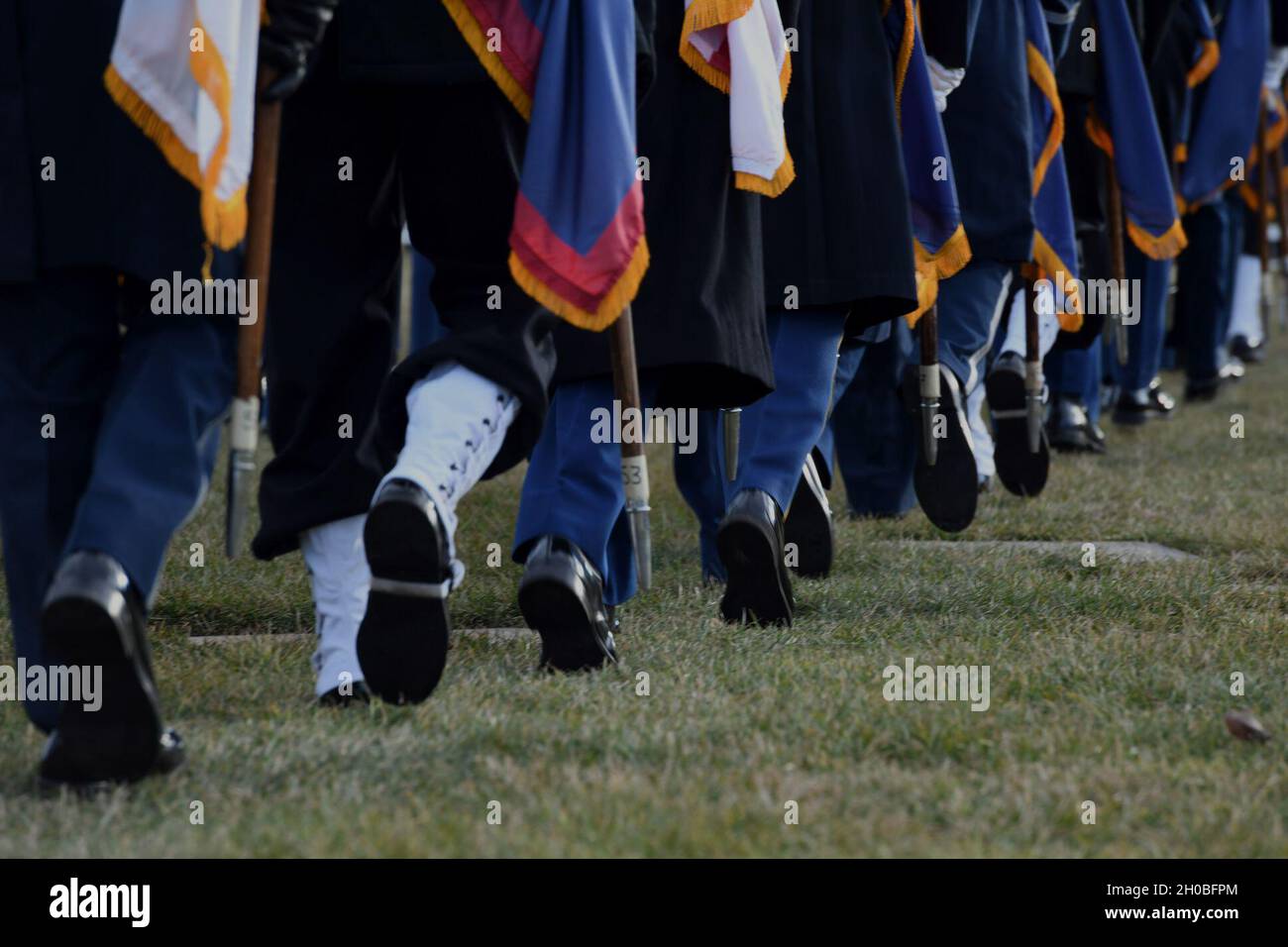 Members of the Joint Armed Forces Honor Guard, practice marching into ...