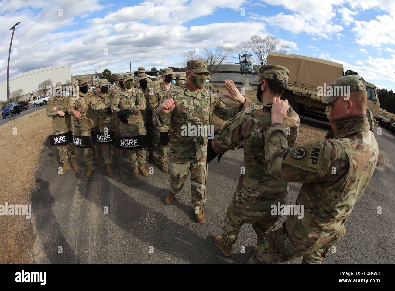 RALEIGH, N.C. – Soldiers of the 105th Military Police Battalion prepare ...