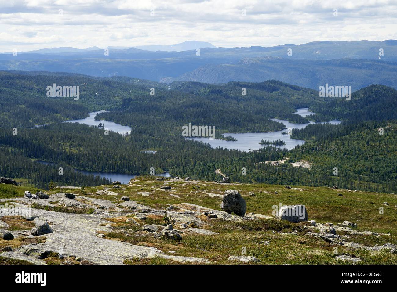 Beautiful view of the Trillemarka natural reserve located in Buskerud ...