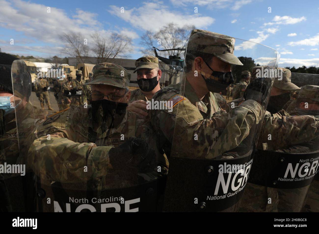 RALEIGH, N.C. – Soldiers of the 105th Military Police Battalion prepare ...