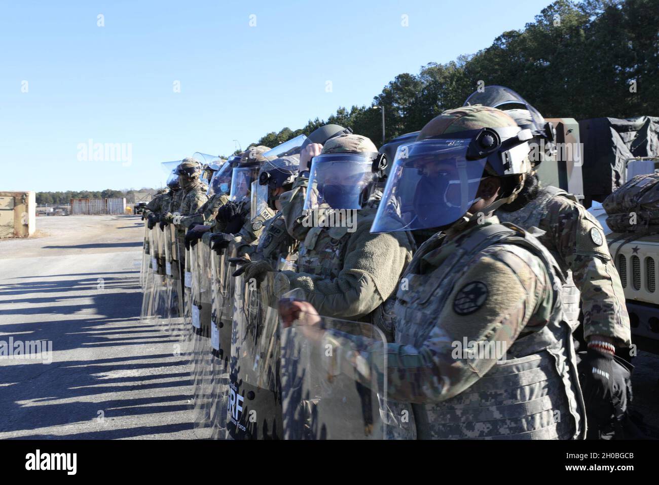 RALEIGH, N.C. – Soldiers of the 105th Military Police Battalion prepare ...